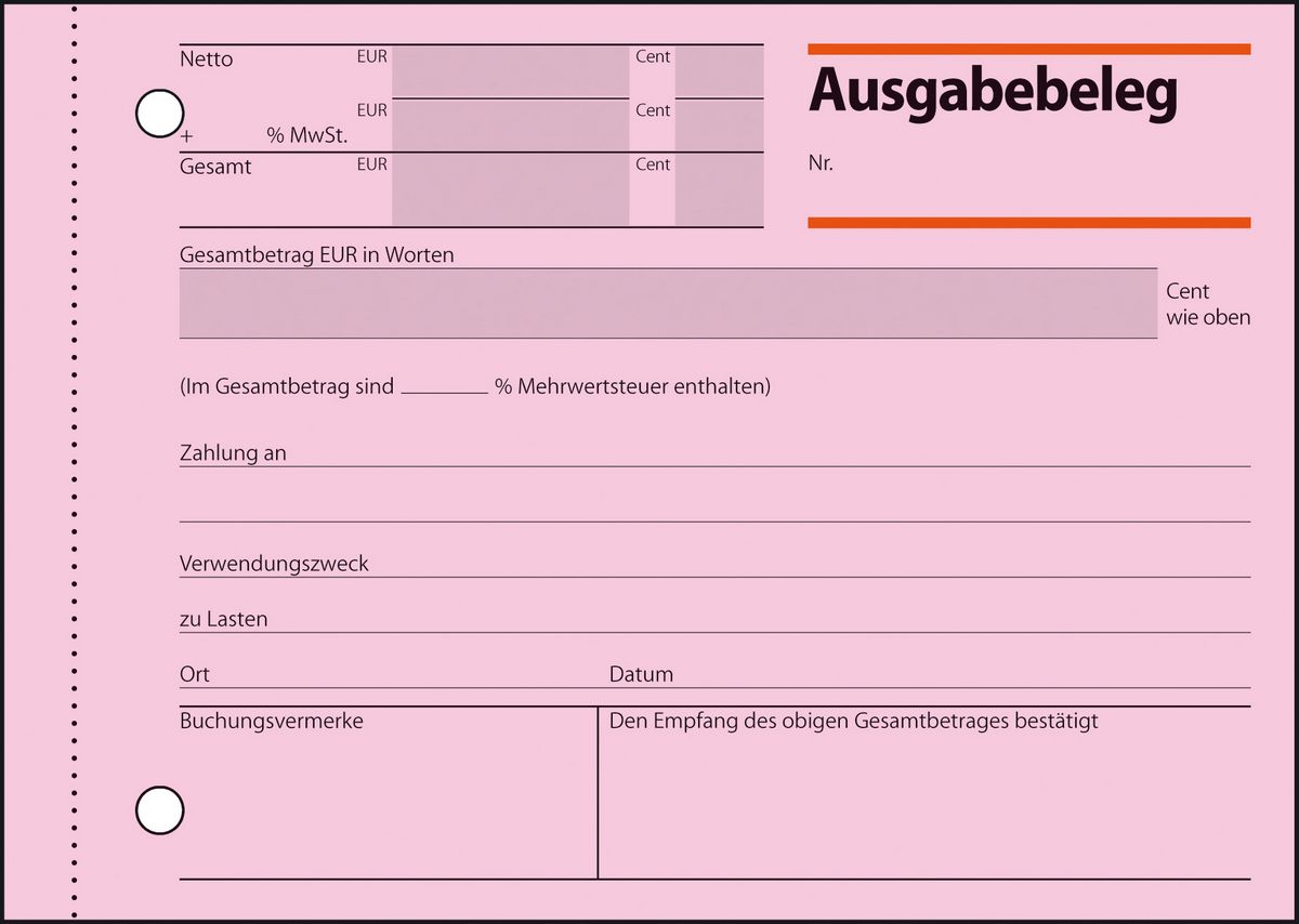 Ausgabebelege von Sigel
