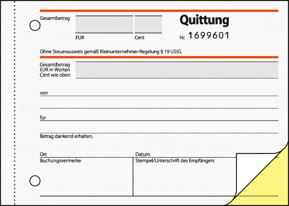 Quittungen für Kleinunternehmer von Sigel